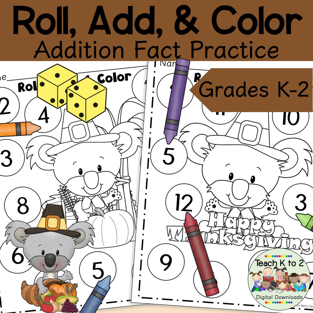 Roll Add and Color Math Dice Game/math (Instant Download) - Etsy