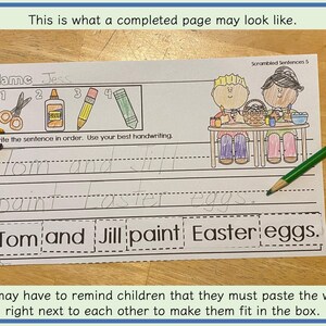 Easter Scrambled Sentences Cut and Paste Writing Activity for First ...