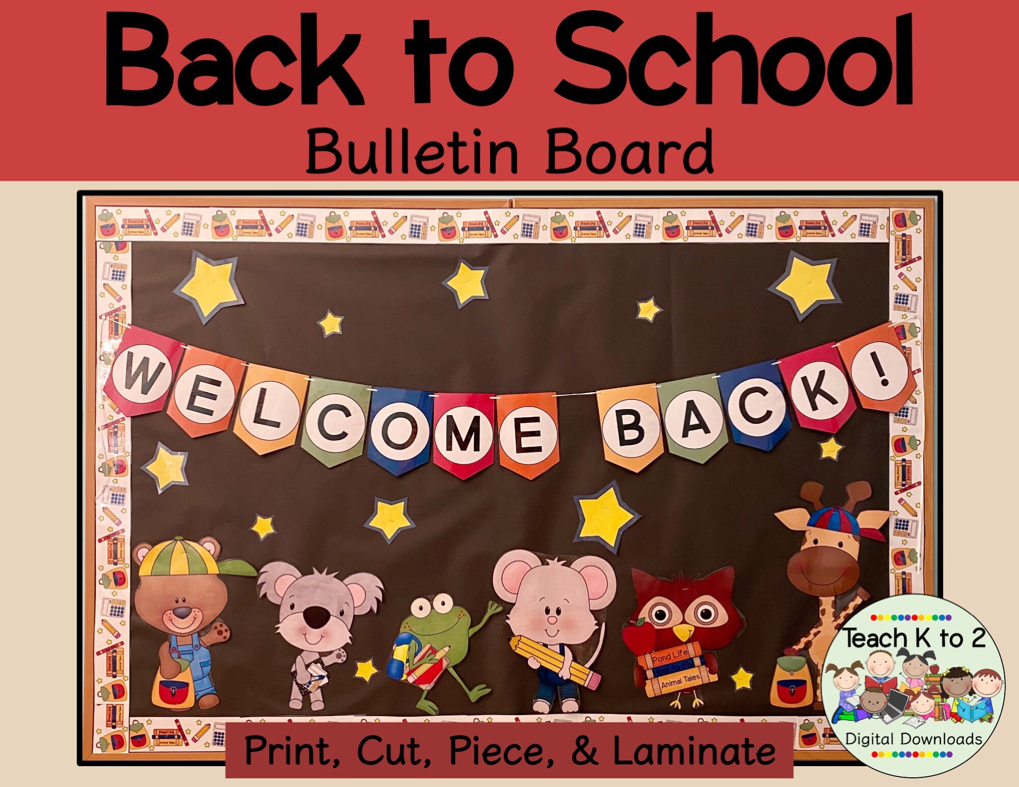 Back to School Bulletin Board Set/animals at School/classroom - Etsy