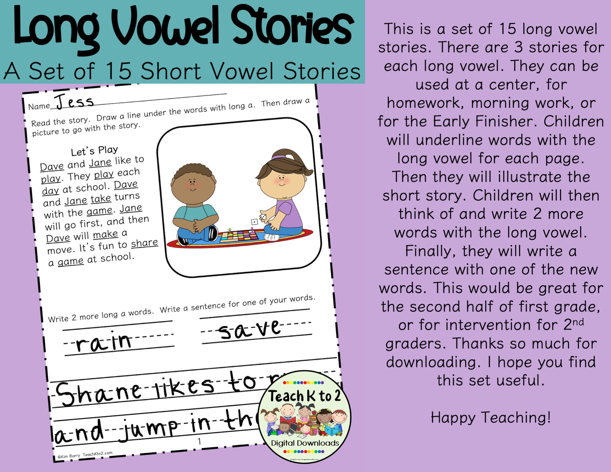 Long Vowel Stories/language Arts Resource/literacy Centers/fast ...