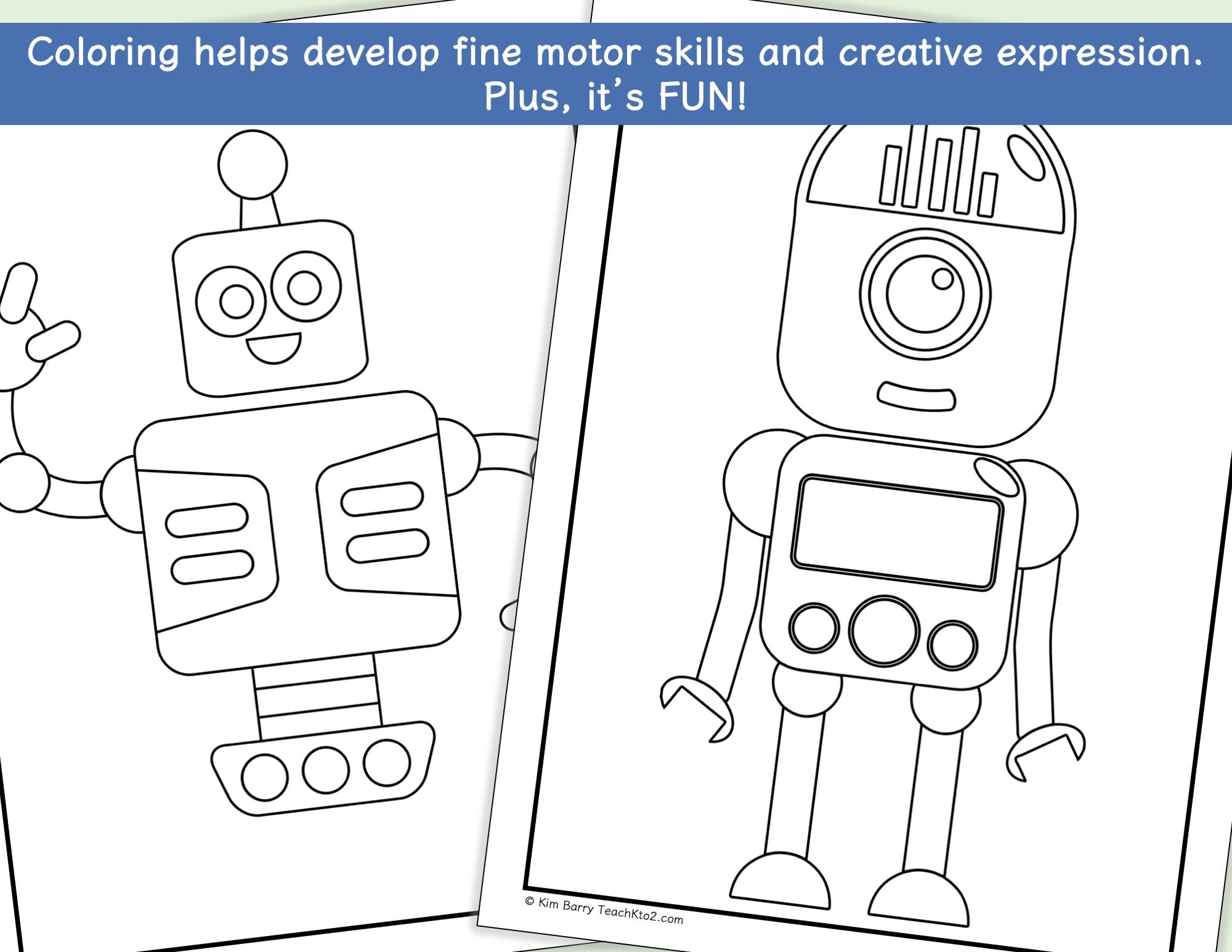 15 Robots Coloring Pages/coloring Pages for Kids/fun Robots - Etsy