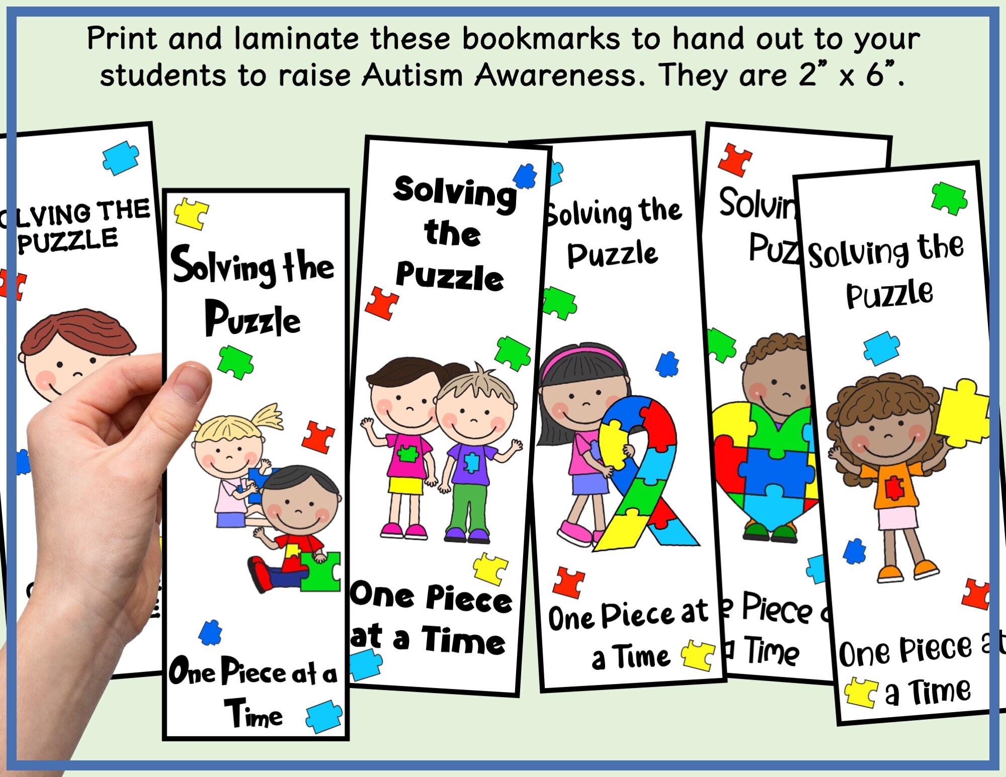 Printable Autism Awareness Bookmarks in Color and Black & White for ...