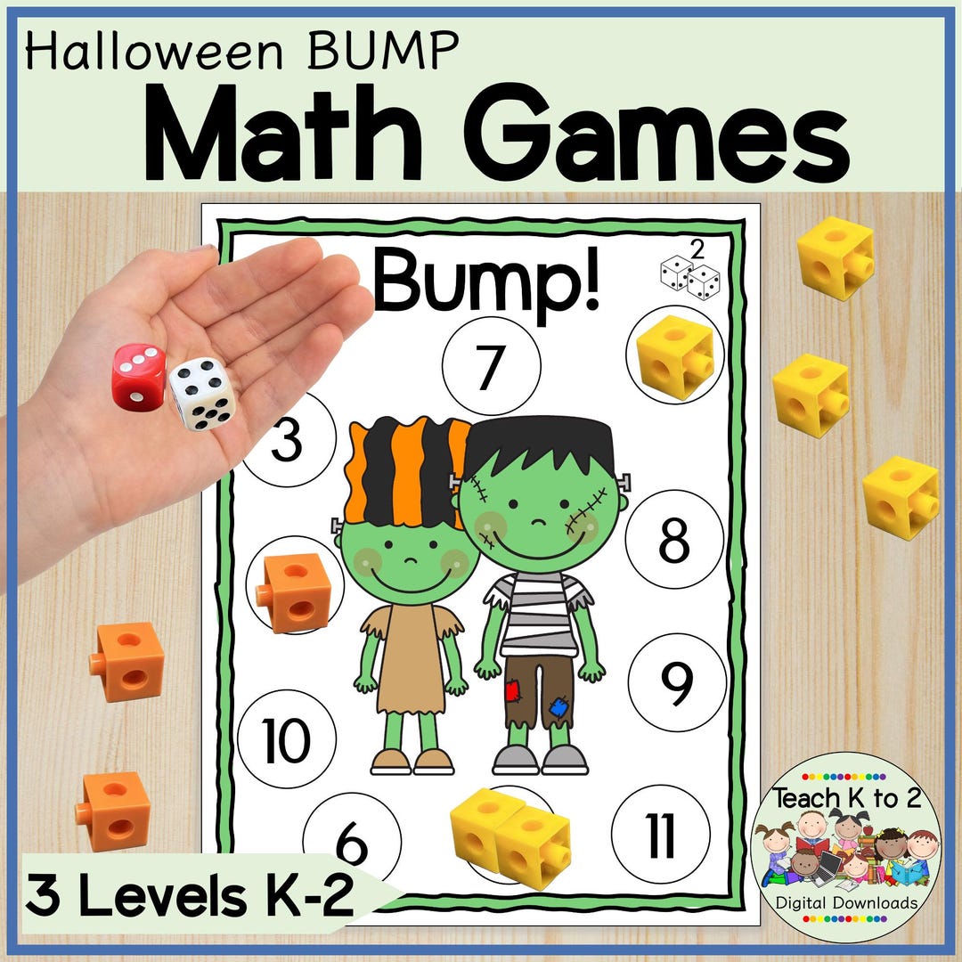 BUMP Math Games for Number ID and Addition to 12 or 18 Differentiated ...
