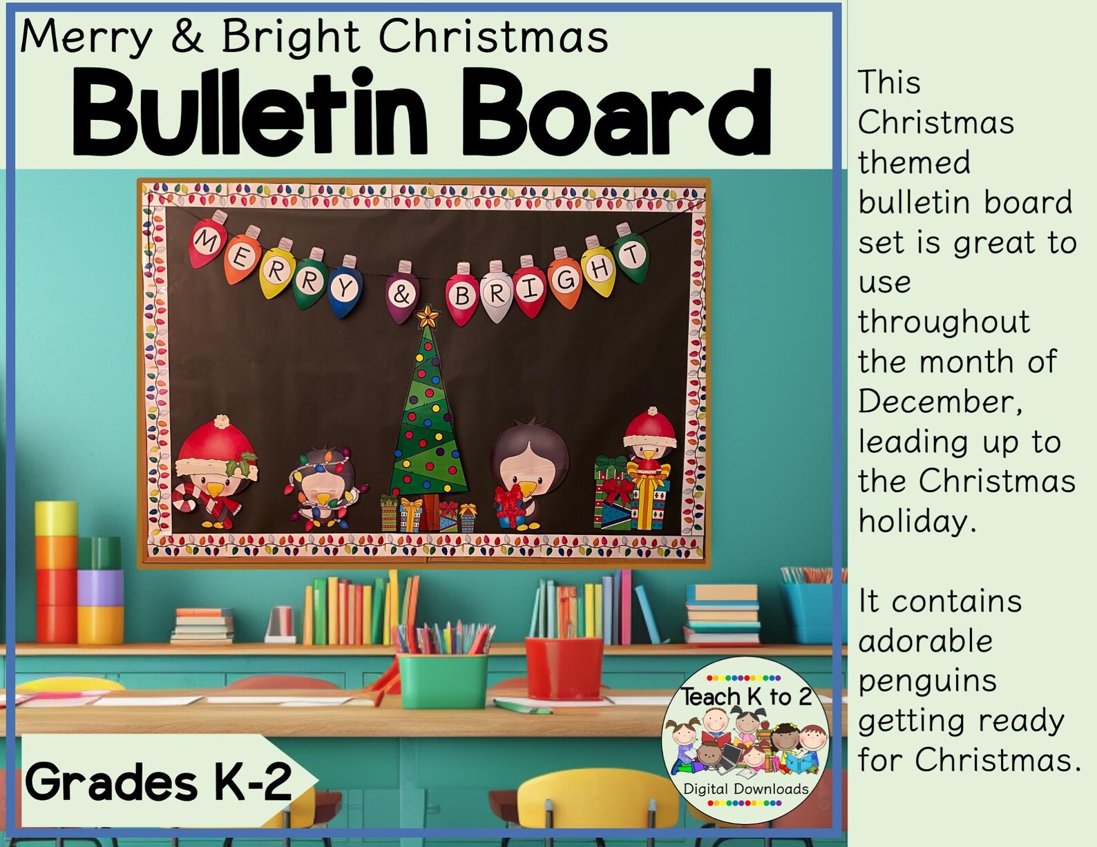 Christmas Penguins Bulletin Board Kit/merry & Bright Holiday Decor for ...