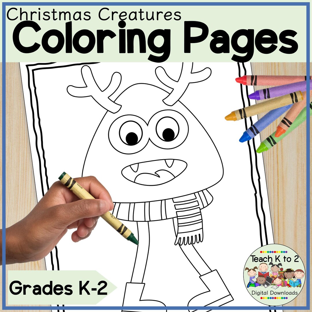 Christmas Monsters Coloring Pages for Kindergarten, First, or Second ...