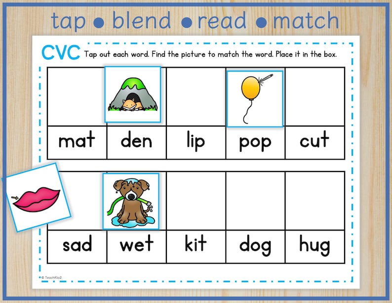 CVC Decode & Match Pictures | Word Mats | Grades K-1 Literacy Center ...