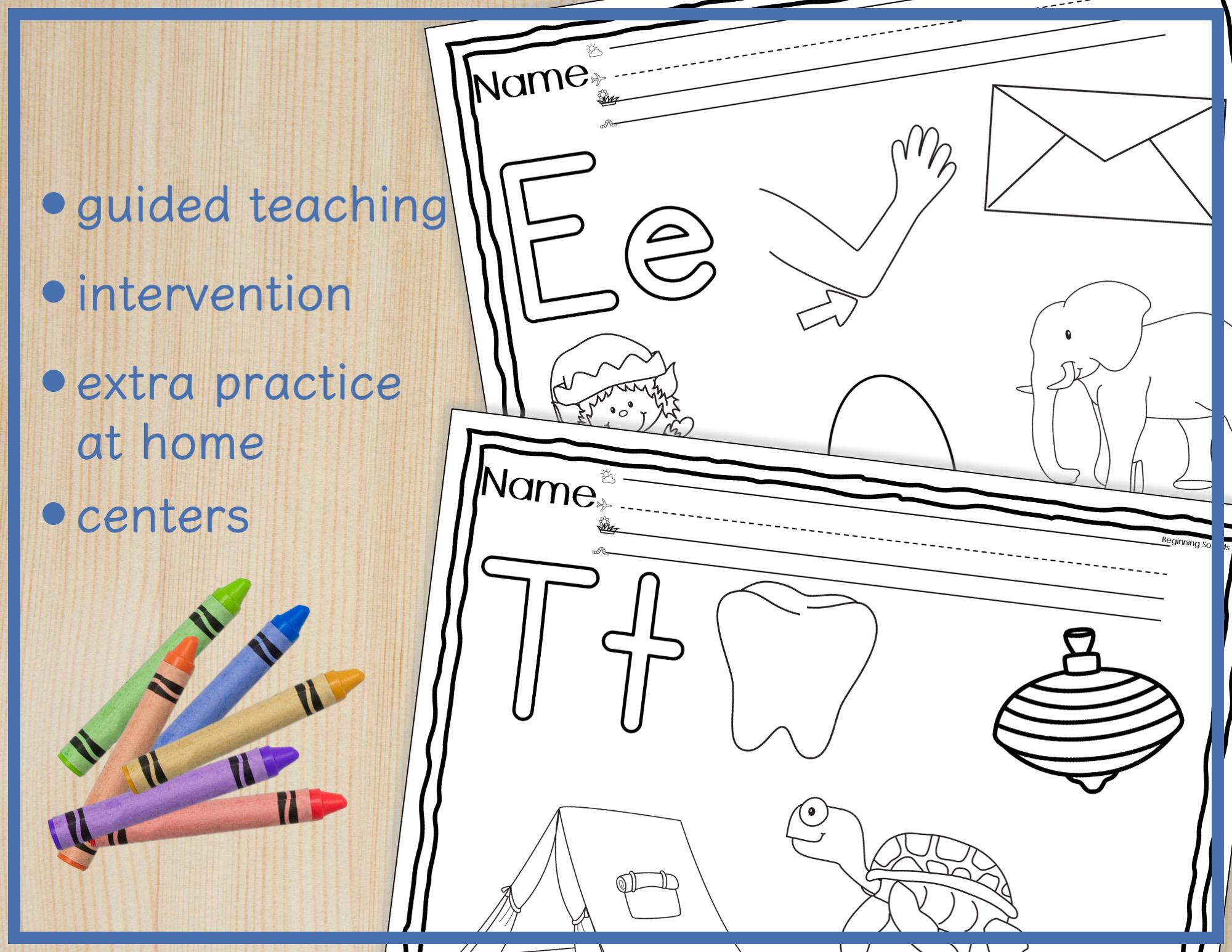 Alphabet Coloring Pages for Beginning Sounds Identification/preschool ...