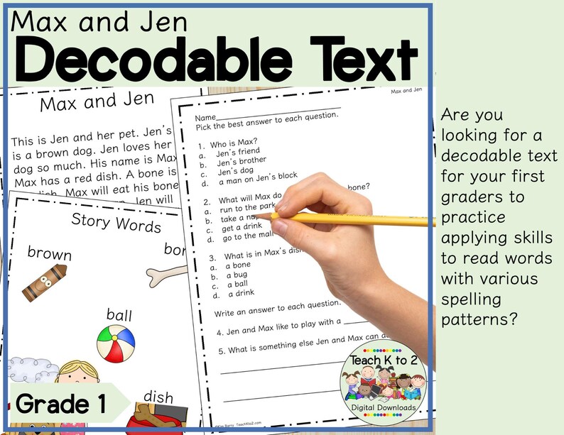 Decodable Text With Comprehension Questions and Activities for First ...