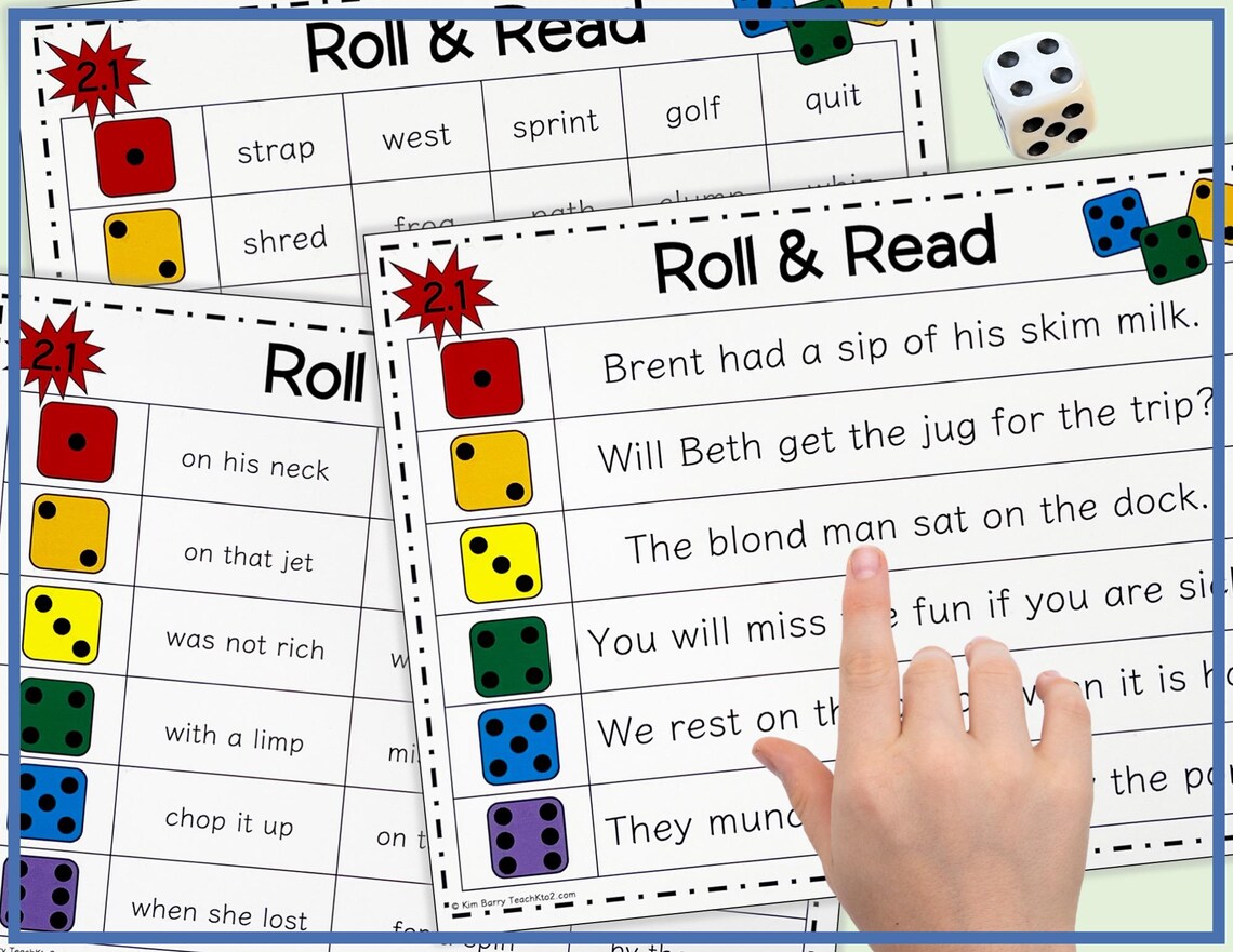 Roll and Read Grade 2 Fluency/words Phrases Sentences Decoding Small ...