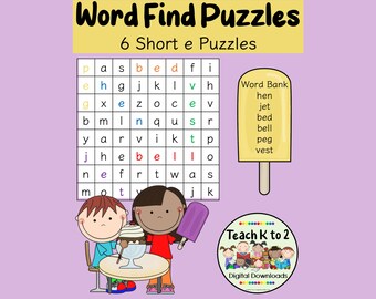 Short Vowel Puzzles - Etsy