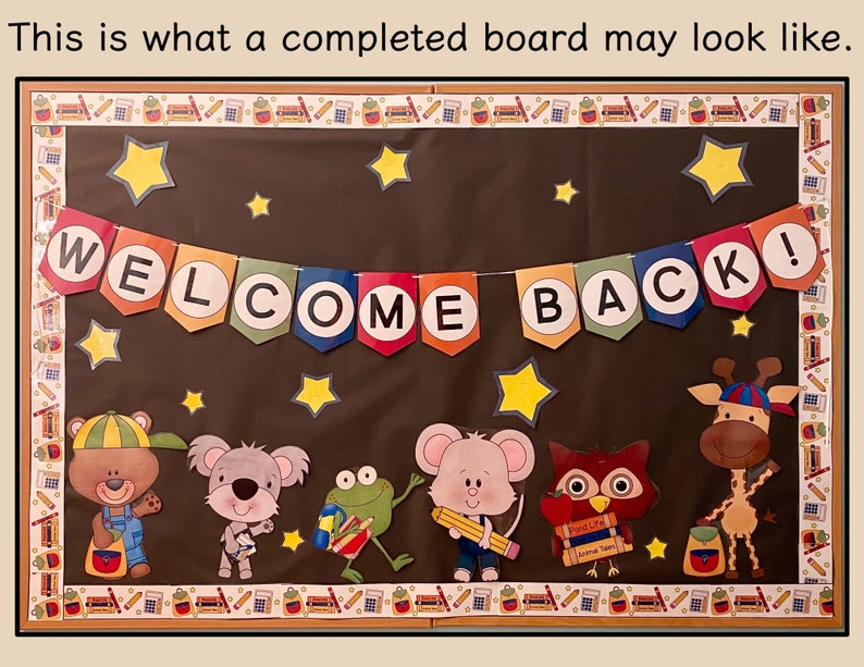 Back to School Bulletin Board Set/animals at School/classroom - Etsy