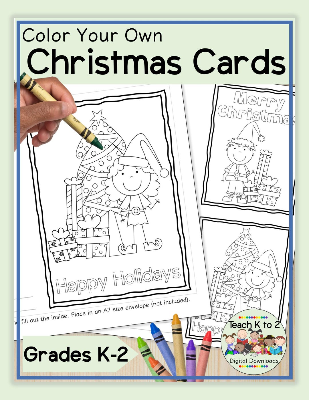Christmas Cards for Kids to Print and Color/holiday Greeting Cards to ...