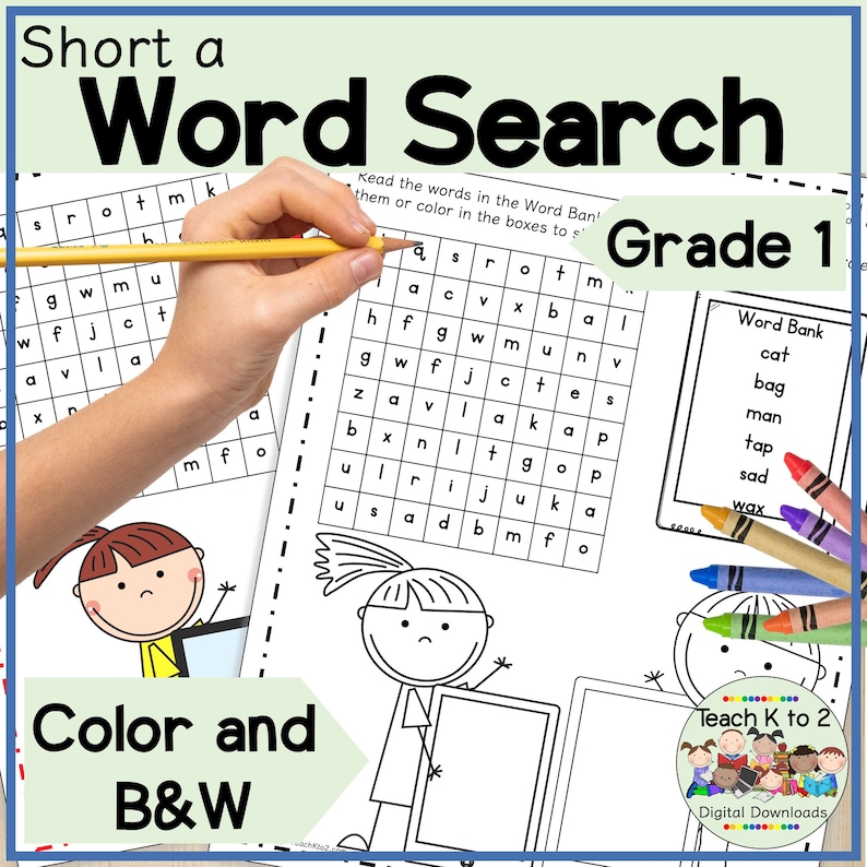 Short a Word Search Puzzles for Grade 1 Literacy Centers/first Grade ...