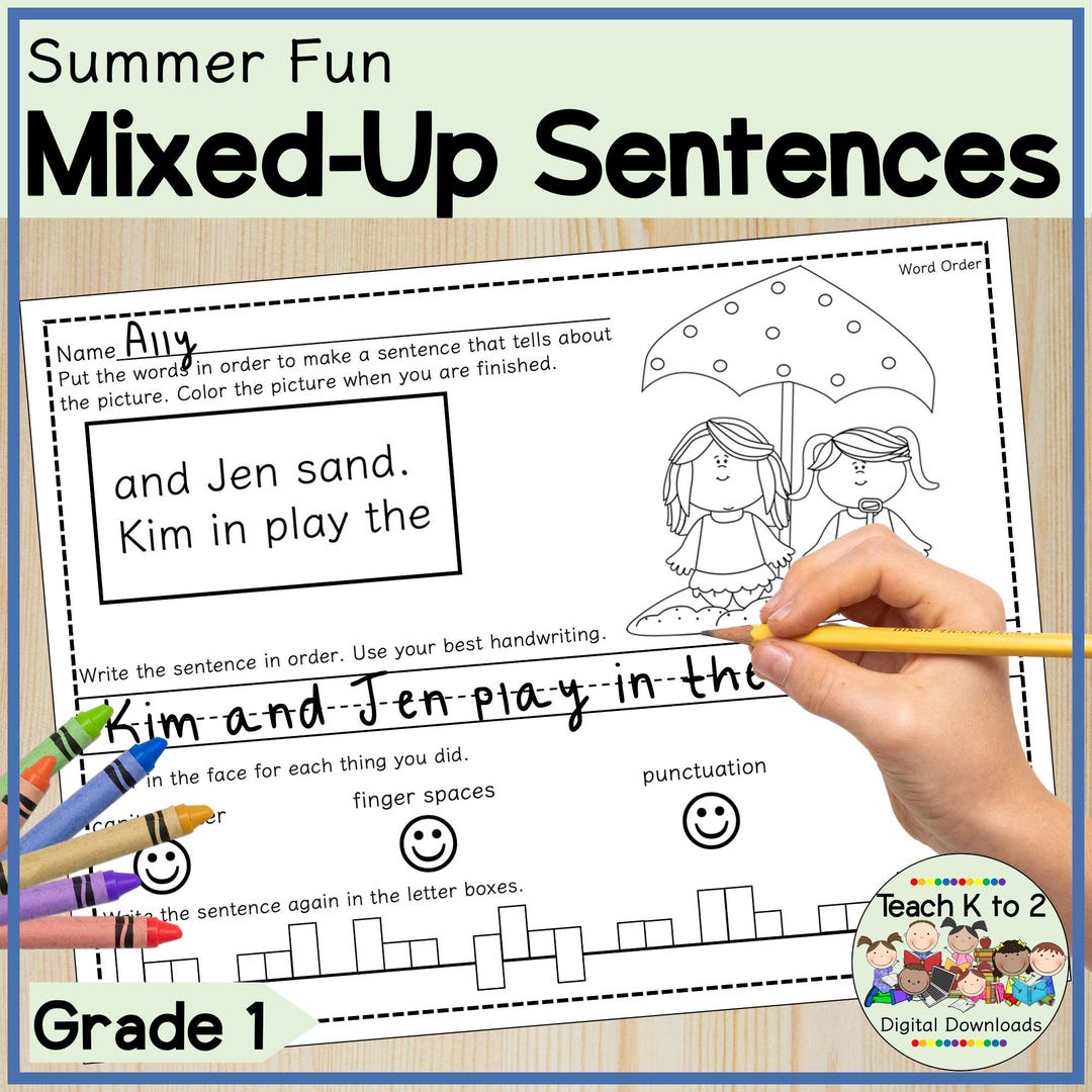 Summer Fun Sentence Writing/scrambled Sentences for First or Second ...