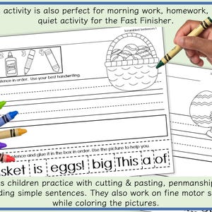 Easter Scrambled Sentences Cut and Paste Writing Activity for First ...