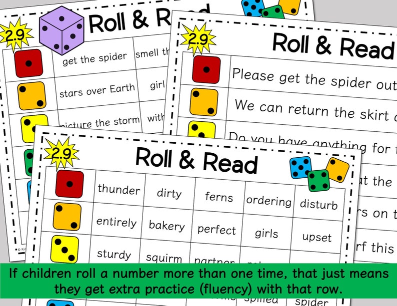 Roll and Read Grade 2 Fluency/words Phrases Sentences Decoding Small ...