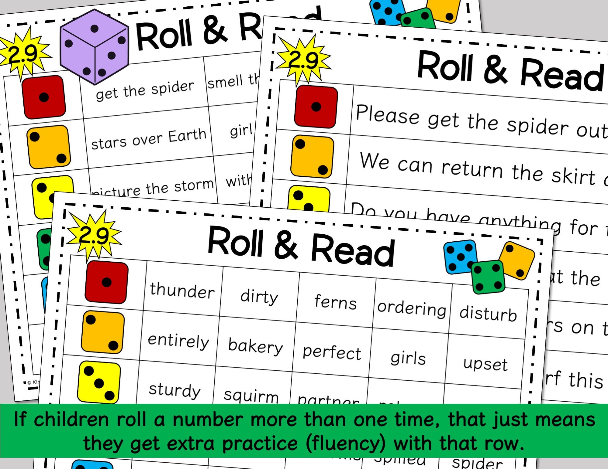 Roll and Read Grade 2 Fluency/words Phrases Sentences Decoding Small ...