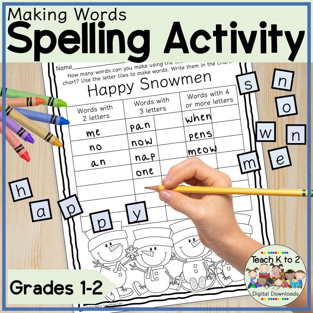 Winter Making Words Spelling & Word Building Activity for First or ...