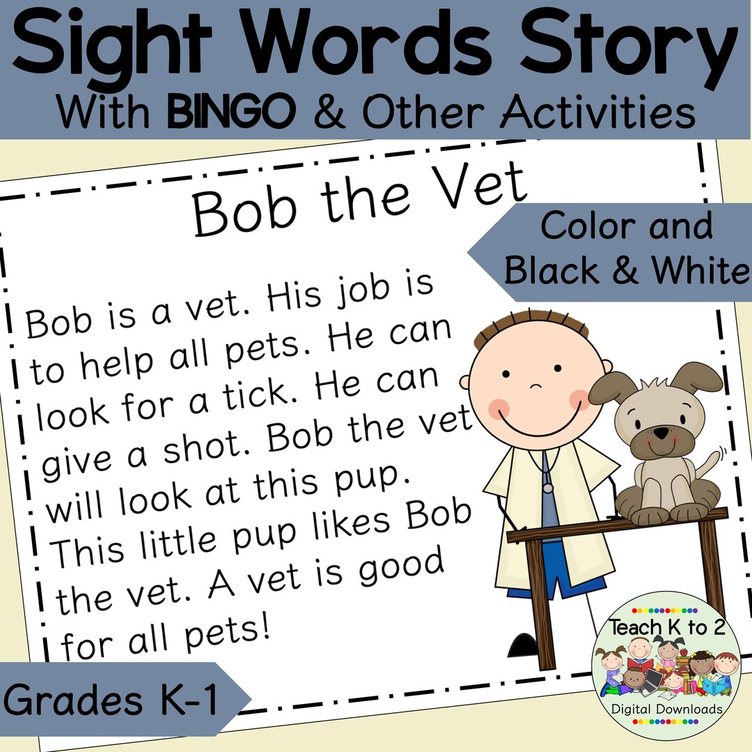 Sight Words Story/decodable Reader/easy Reading for Kindergarten and ...