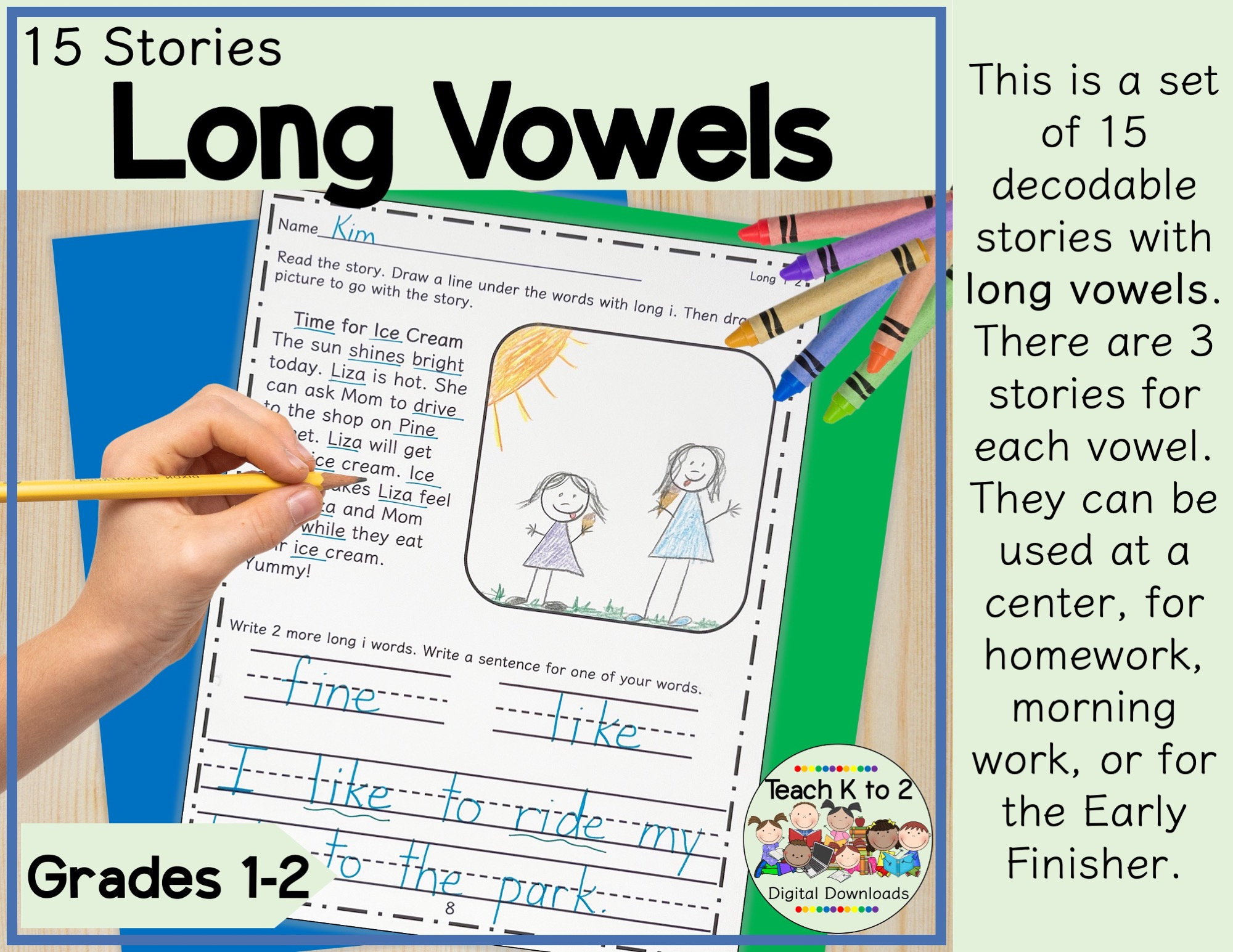 Long Vowel Stories for First or Second Grade Reading Lessons/literacy ...