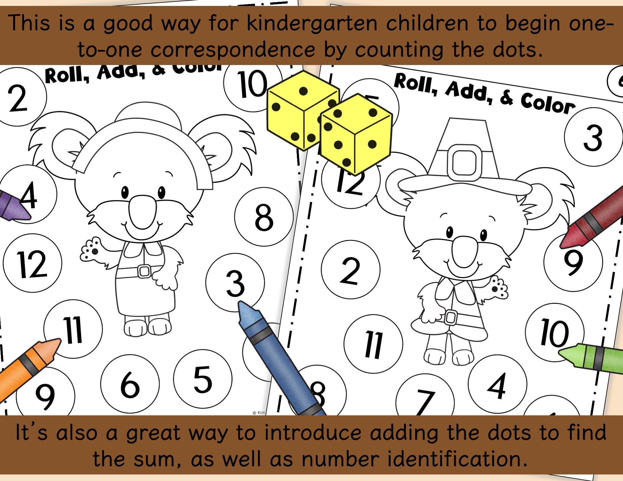 Roll Add and Color Math Dice Game/math (Instant Download) - Etsy