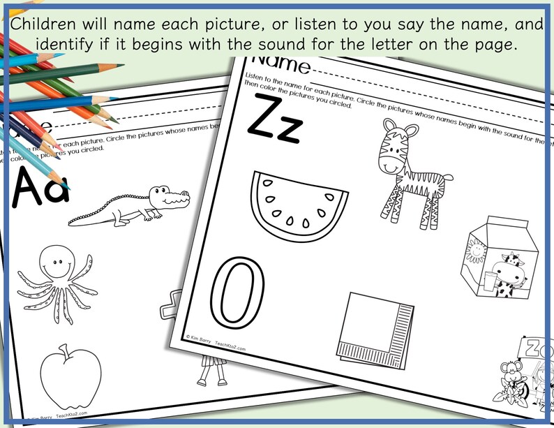 Beginning Sounds Letter Identification Coloring Worksheets for ...