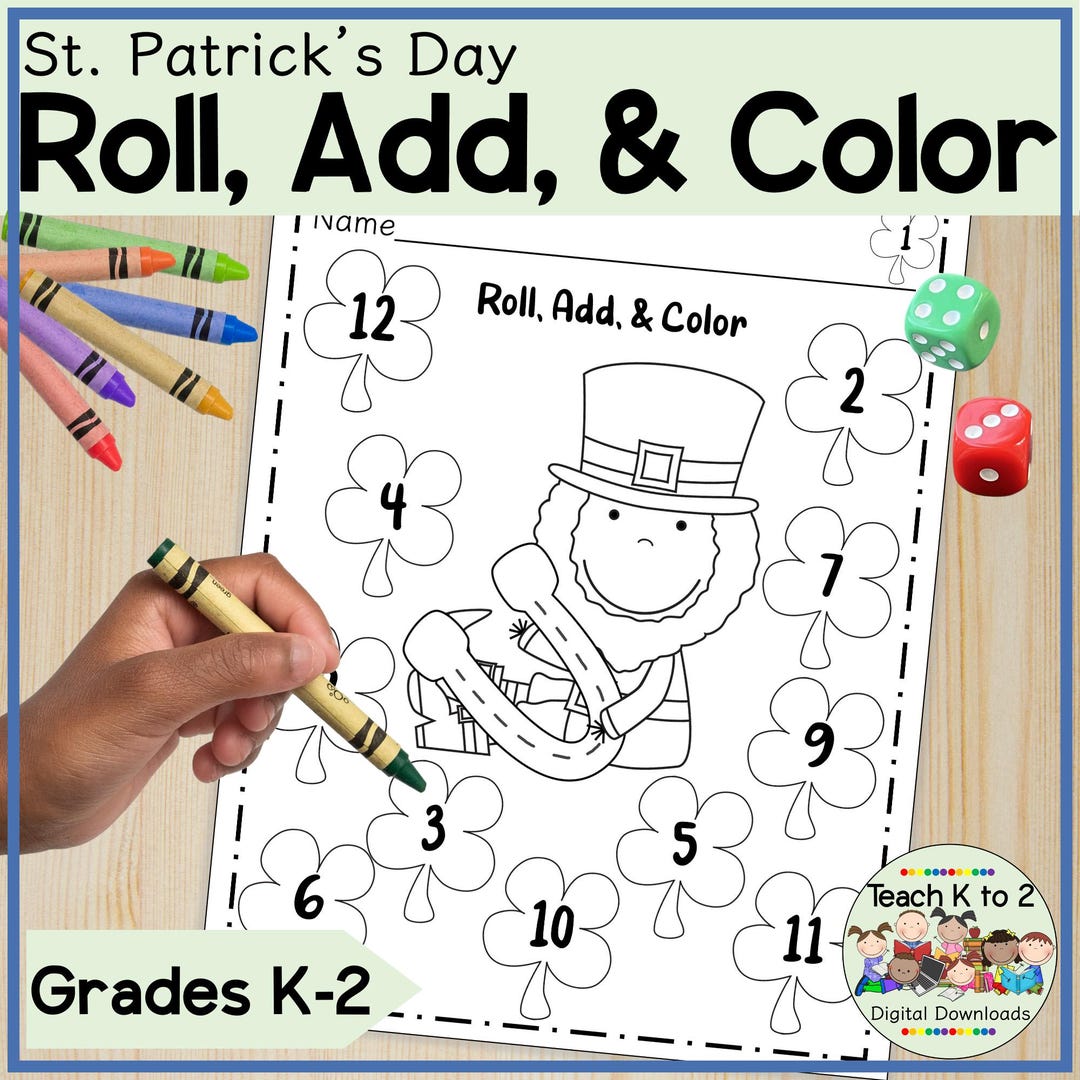Roll, Add, and Color Math Dice Game/math Centers/grade 1 Math/fast ...