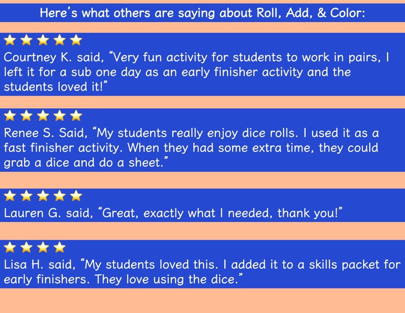 Roll, Add, and Color Math Dice Game/math Centers/grade 1 Math/fast ...