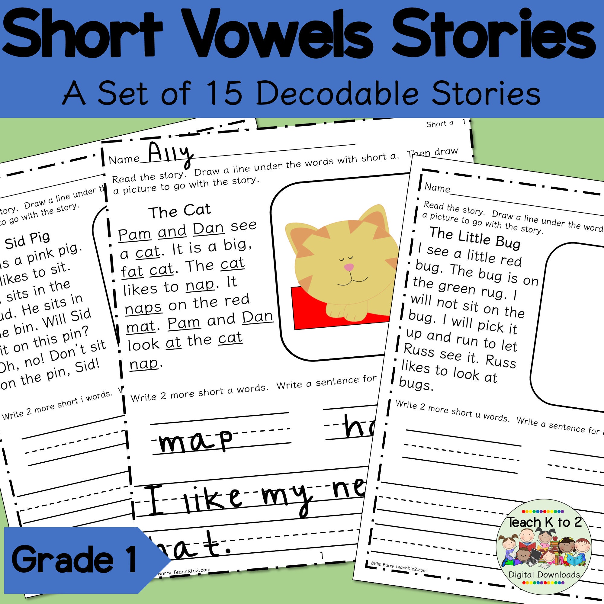 Short Vowel Stories/15 Stories/language Arts Resource/printables ...