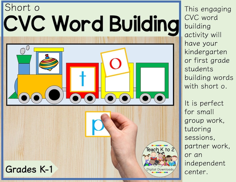 CVC Trains Word Building Activity | Kindergarten First Grade Small ...