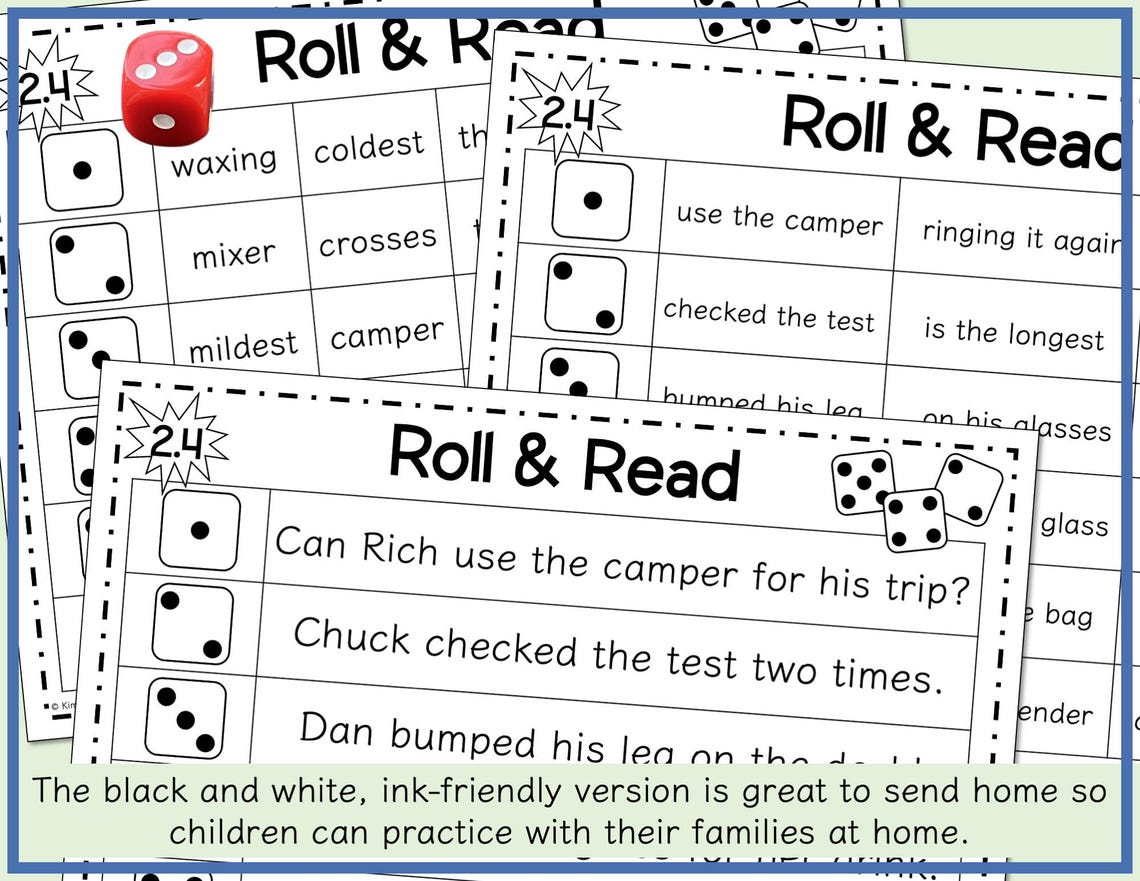 Roll and Read Grade 2 Fluency/words Phrases Sentences Decoding Small ...