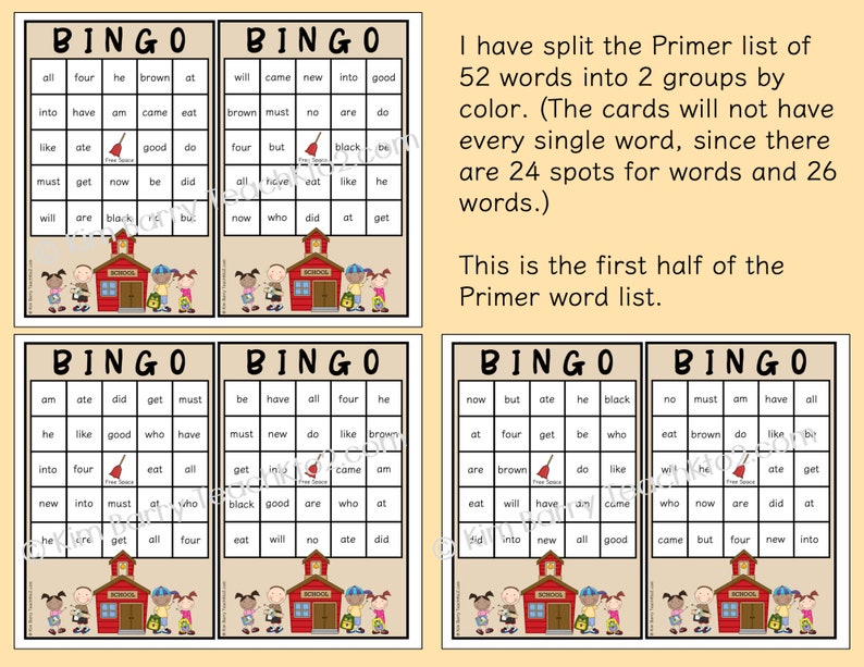 Dolch Sight Words Bingo/primer/small Group Guided Play/intervention ...