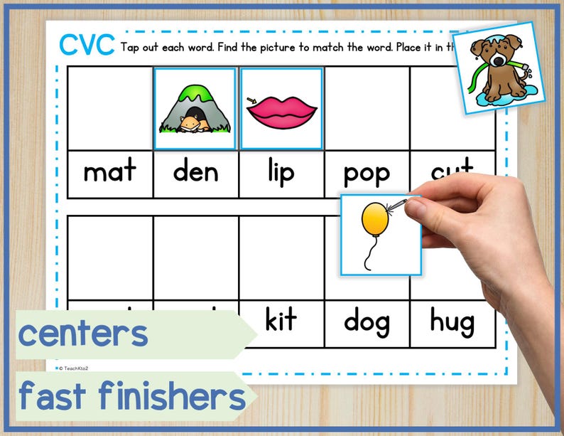 CVC Decode & Match Pictures | Word Mats | Grades K-1 Literacy Center ...