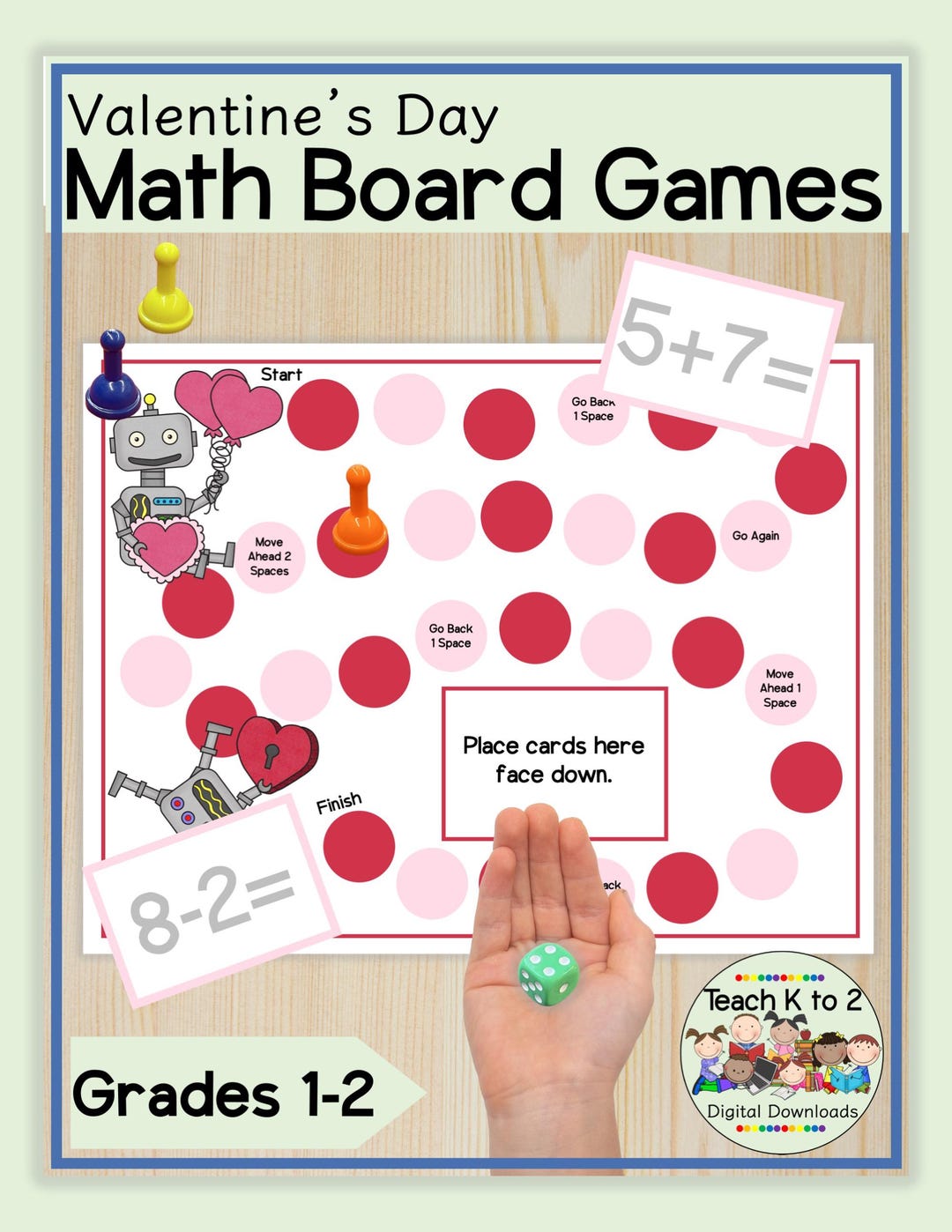 Juegos de mesa de suma y resta para San Valentín/Centros de matemáticas ...