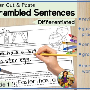 Easter Scrambled Sentences Cut and Paste | Homeschool Writing Fluency ...