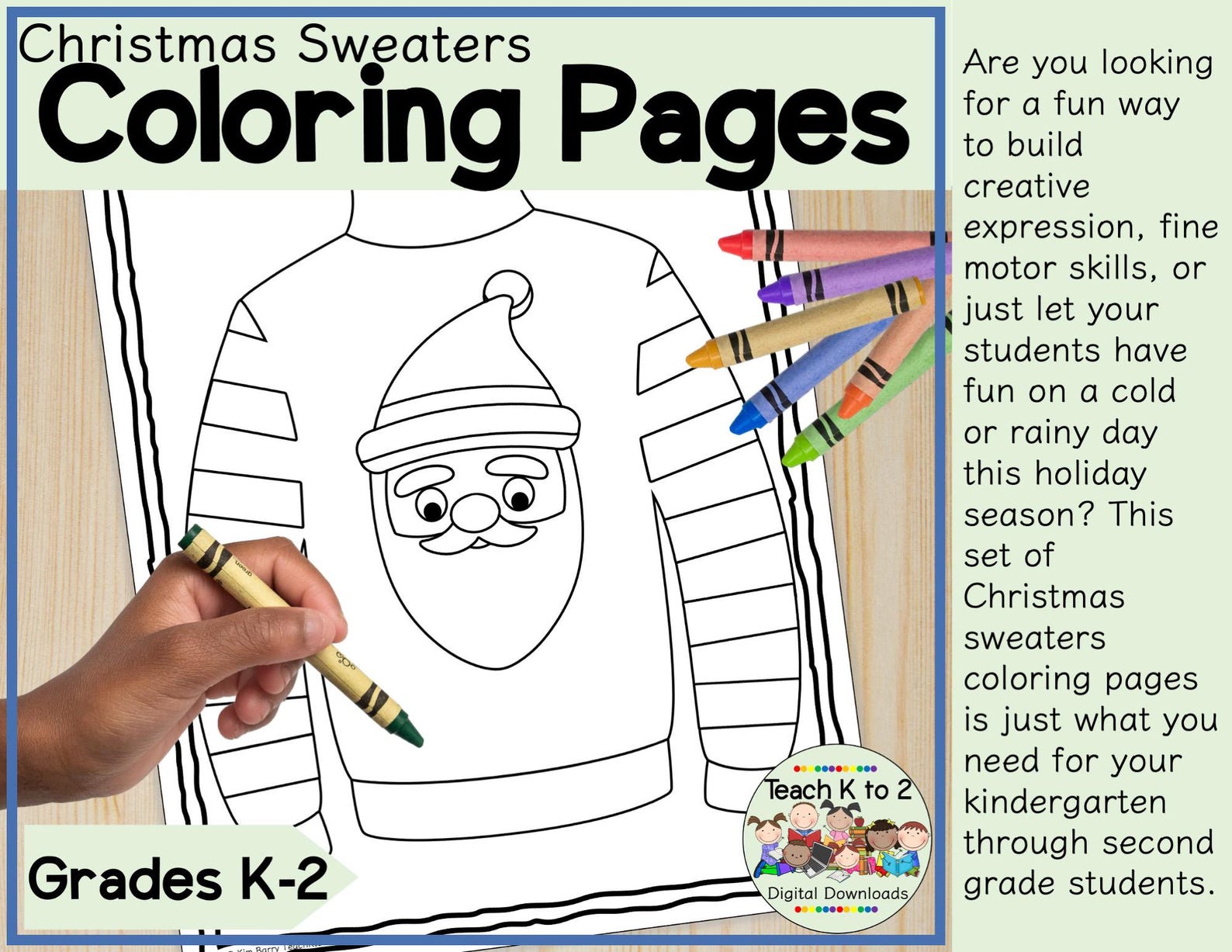 Christmas Sweaters Coloring Pages for Kindergarten, First, or Second ...