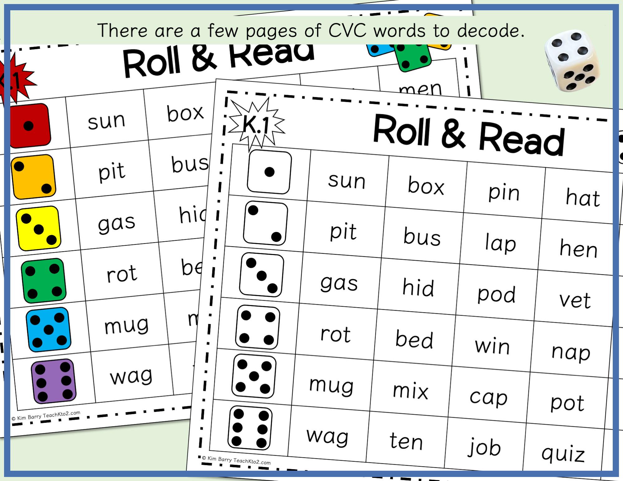 Roll and Read Kindergarten Fluency/letters/sounds/words/decoding Small ...