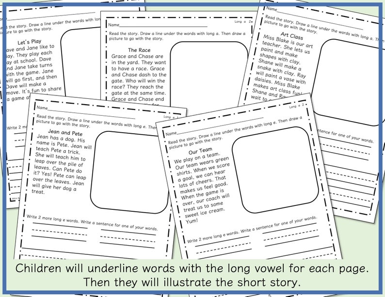 Long Vowel Stories for First or Second Grade Reading Lessons/literacy ...