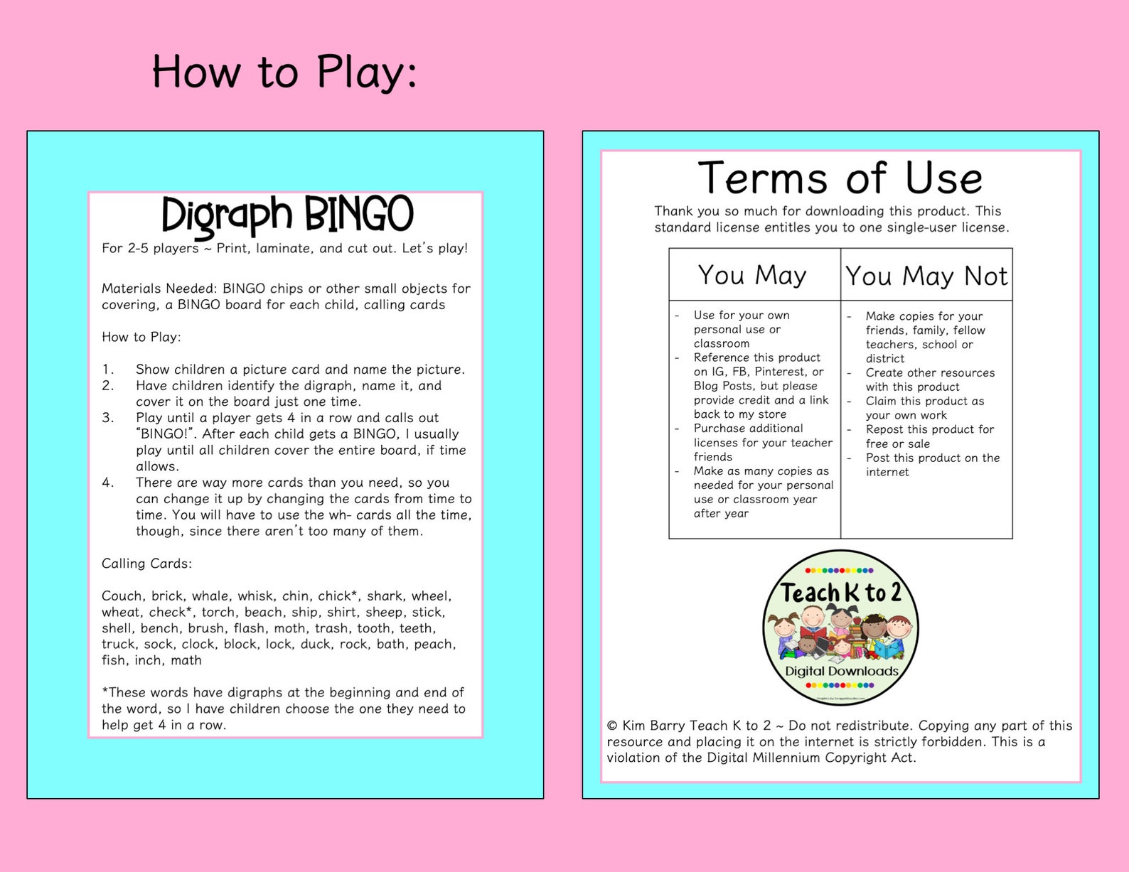 Digraphs Bingo/phonics Game/outer Space Theme/small Group - Etsy
