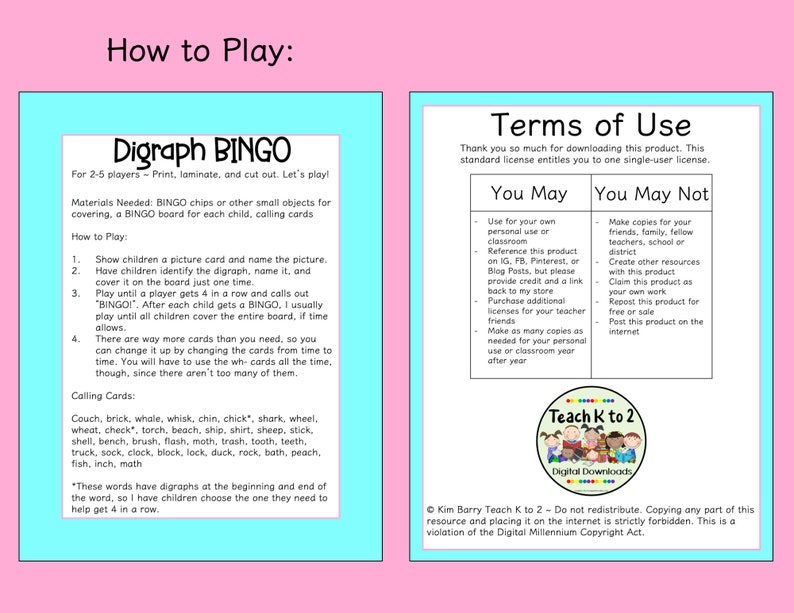 Digraphs Bingo/phonics Game/outer Space Theme/small Group - Etsy