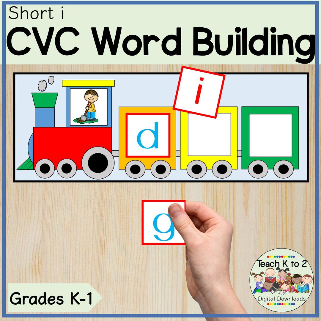 CVC Trains Word Building Activity for Kindergarten or First Grade Small ...