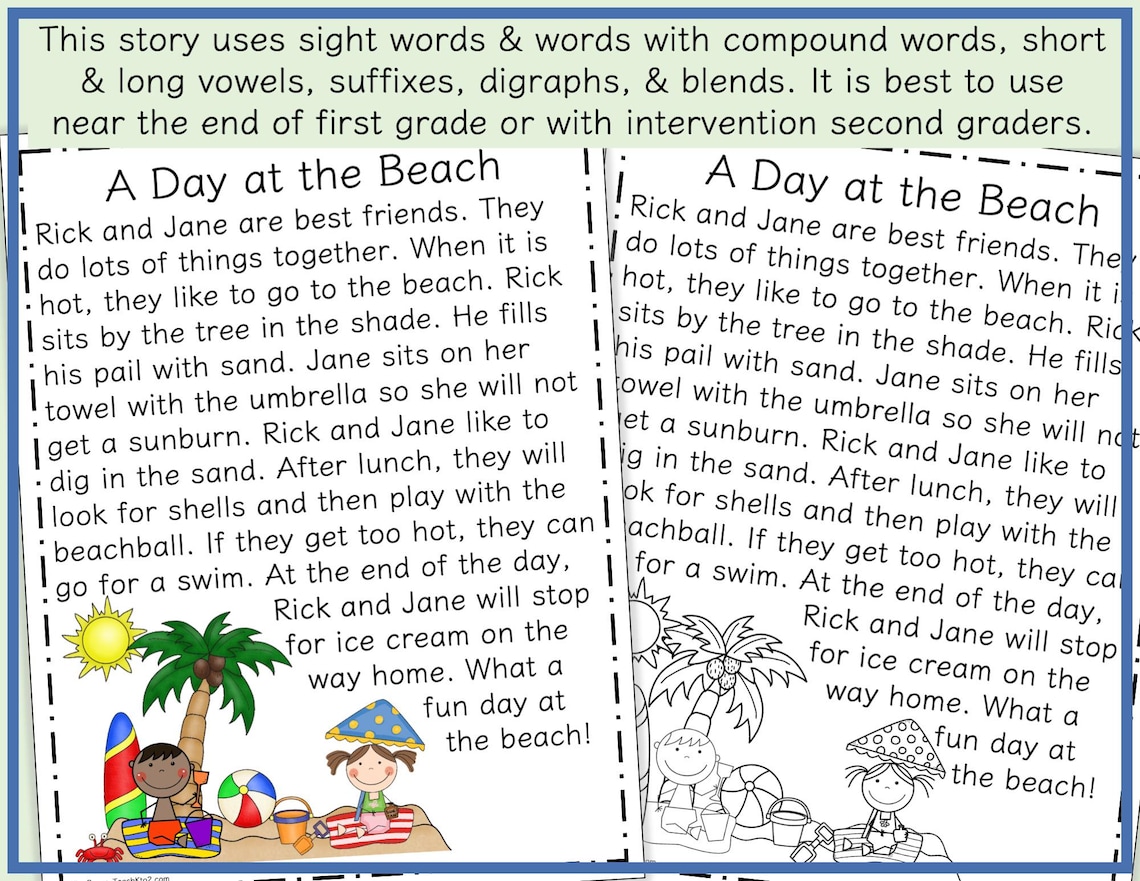 Decodable Story With Sight Words/grade 1 Story/word Find/comprehension ...
