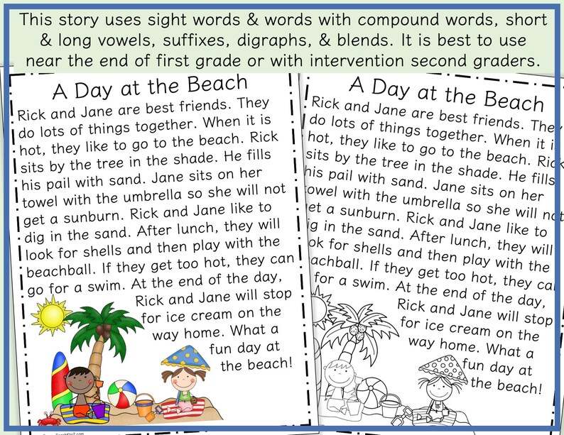 Decodable Story With Sight Words/grade 1 Story/word Find/comprehension ...