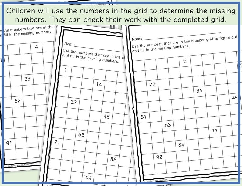 Differentiated Number Grid Puzzles for First or Second Grade/place ...