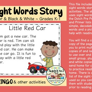 Sight Words Story/decodable Reader/easy Reading for - Etsy