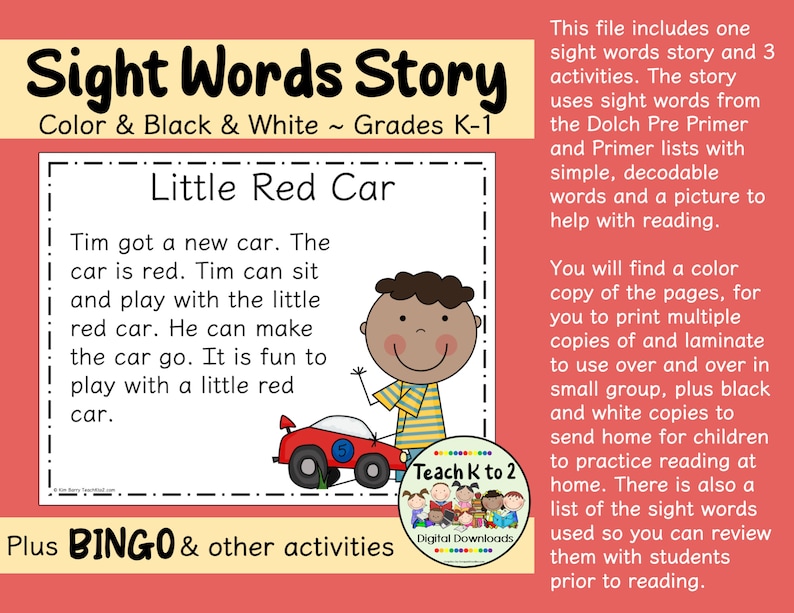 Sight Words Story/decodable Reader/easy Reading for - Etsy