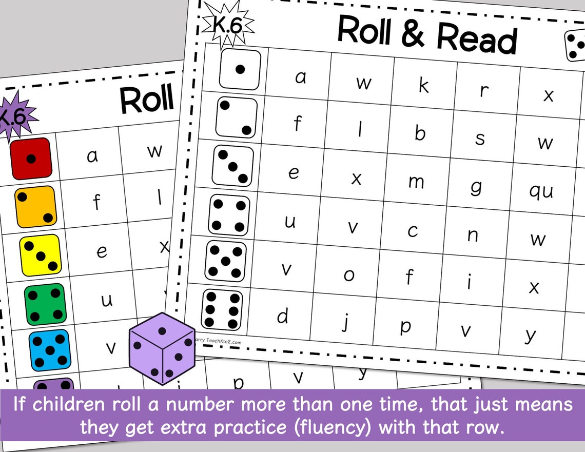 Roll and Read Kindergarten Fluency/letters/sounds/words/decoding Small ...