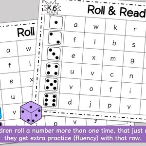 Roll and Read Kindergarten Fluency/letters/sounds/words/decoding Small ...