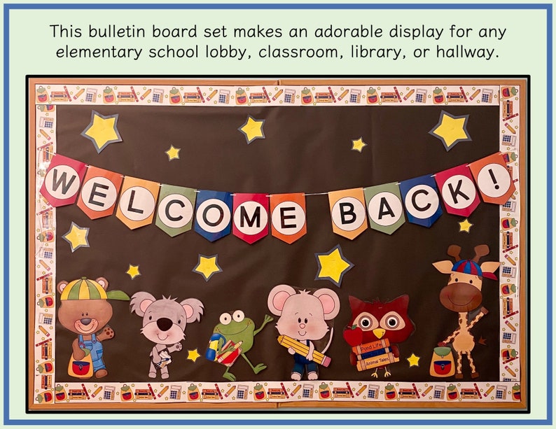Back to School Bulletin Board Set/animals at School/classroom Decor ...