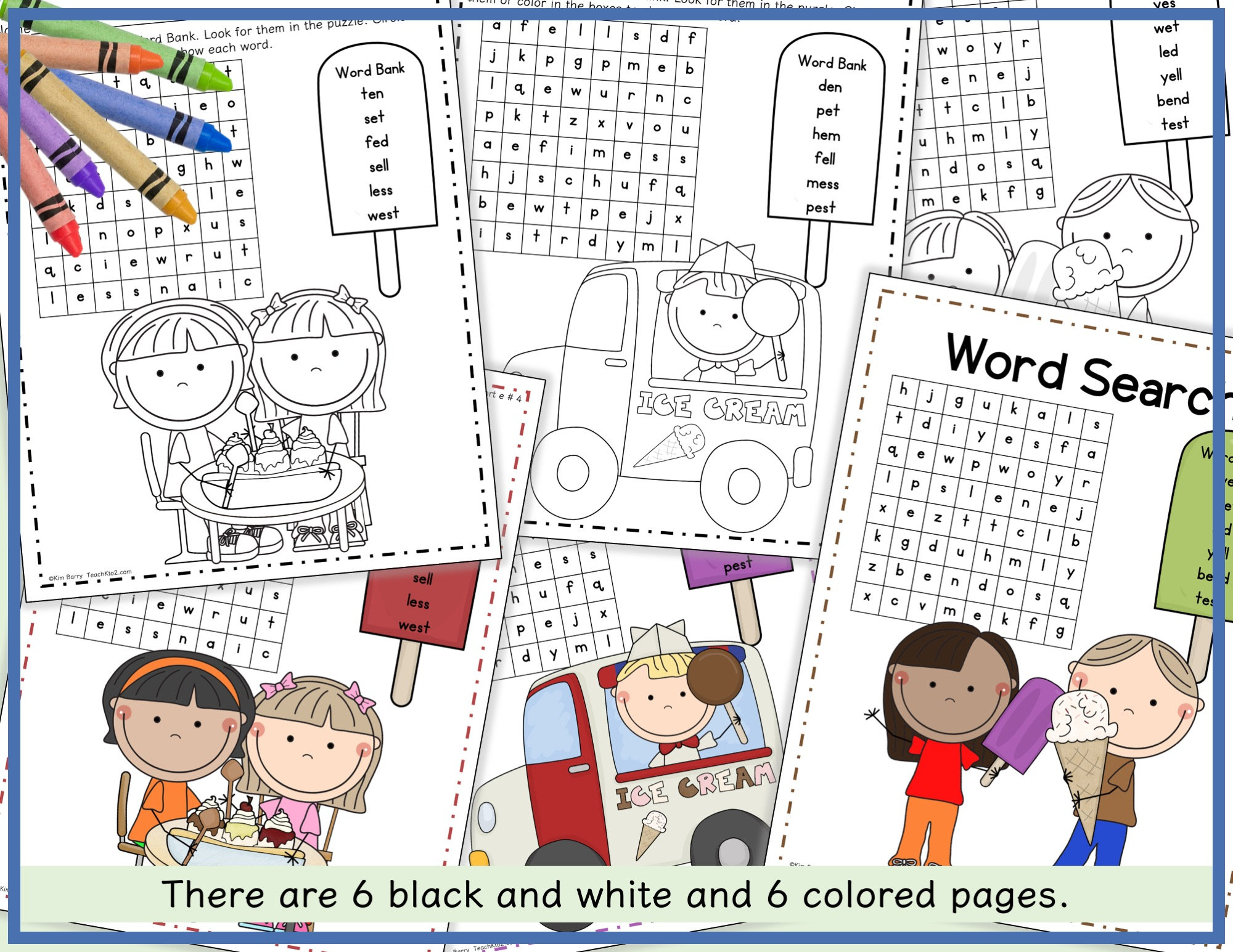 Short E Word Search Puzzles for Grade 1 Literacy Centers/first Grade ...